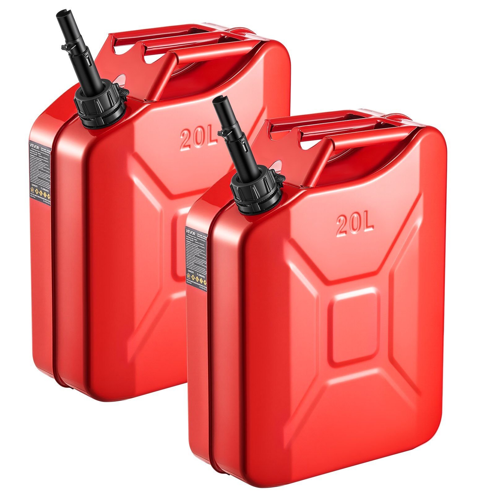 VEVOR Metal Fuel Container, 5.3 Gallon, Fuel Jerry Can with Spout and ...